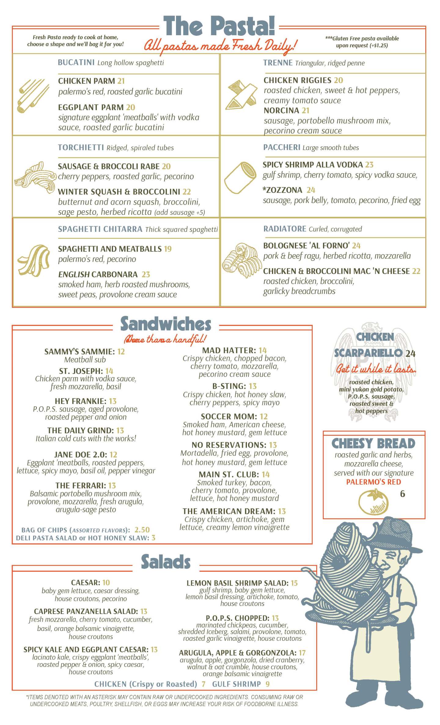 MENU – PALERMO'S ORIGINAL PASTA & SANDWICHES